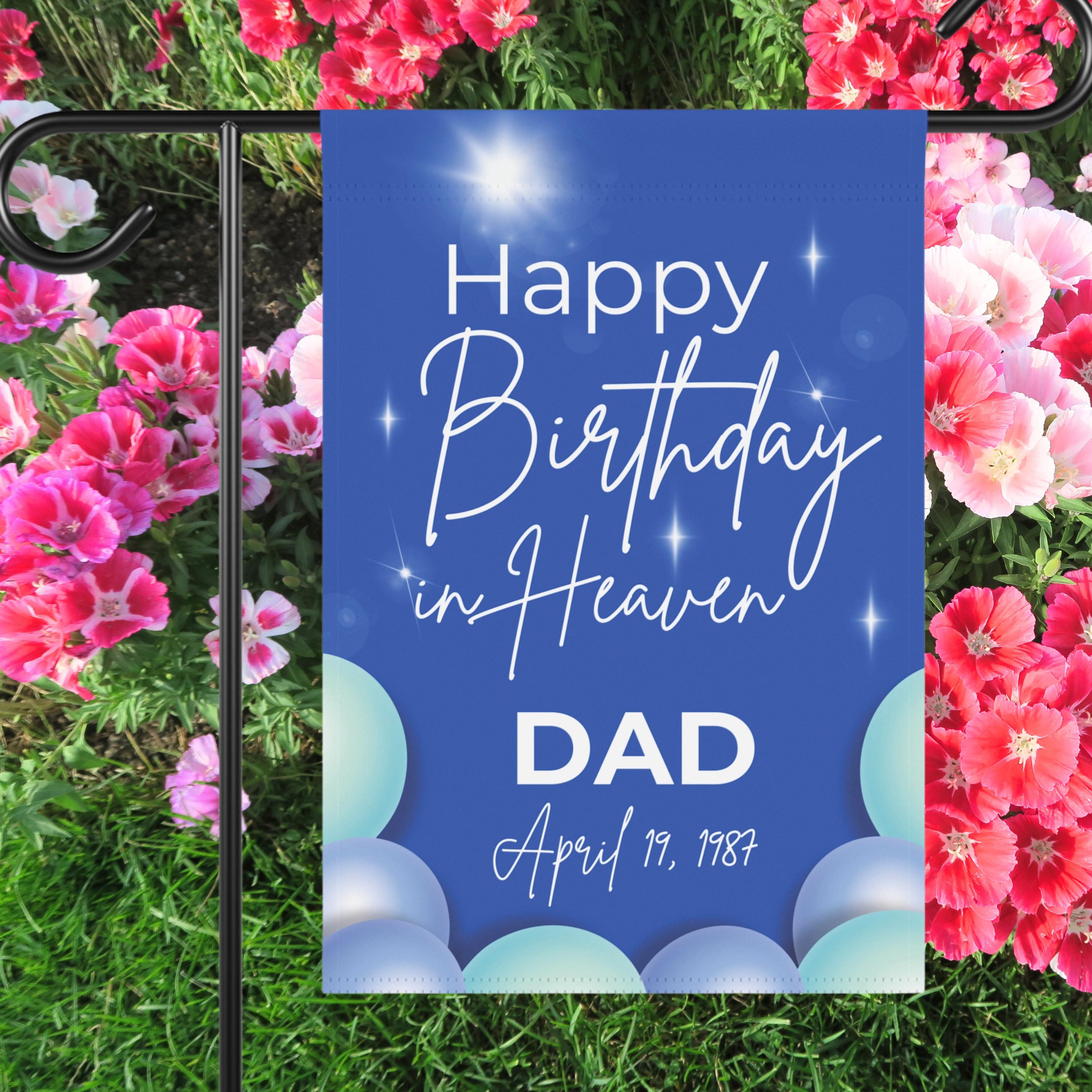 Custom Heavenly Birthday Memorial Flag Memorial Garden Flag Loss of ...