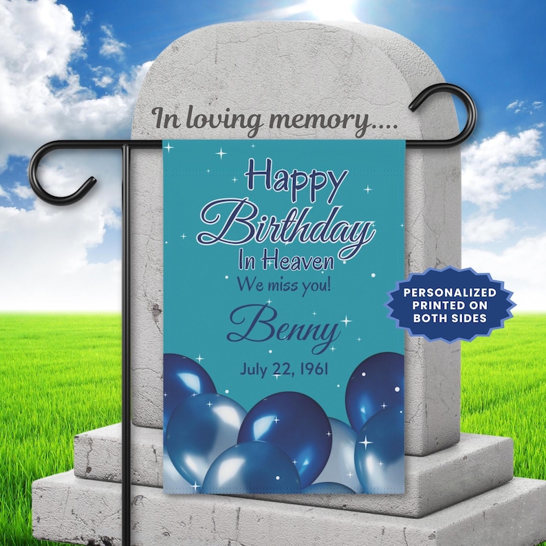 Custom Heavenly Birthday Memorial Flag Memorial Garden Flag Happy ...