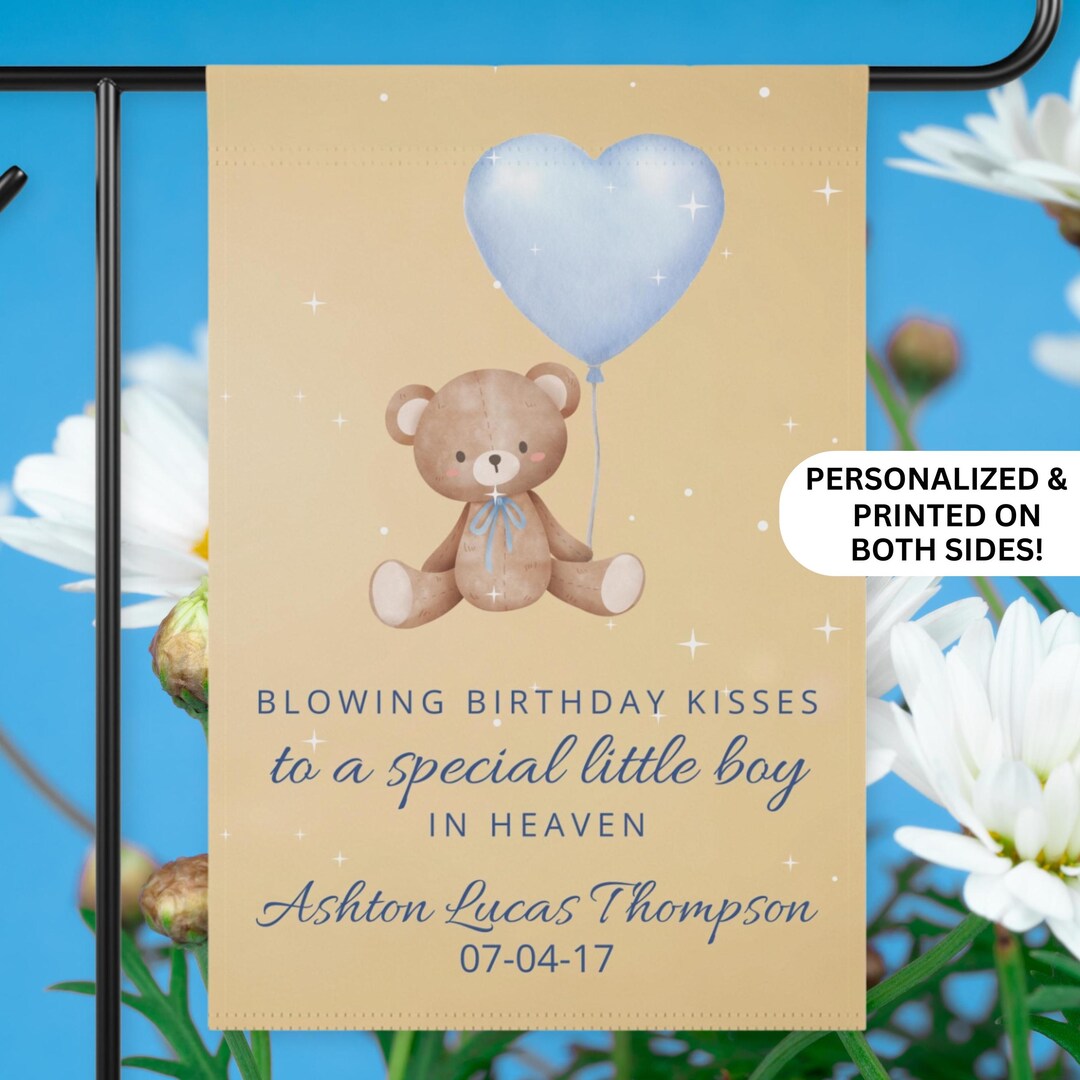 Miscarriage Gift Son Memorial Garden Flag Personalized, Happy Birthday ...