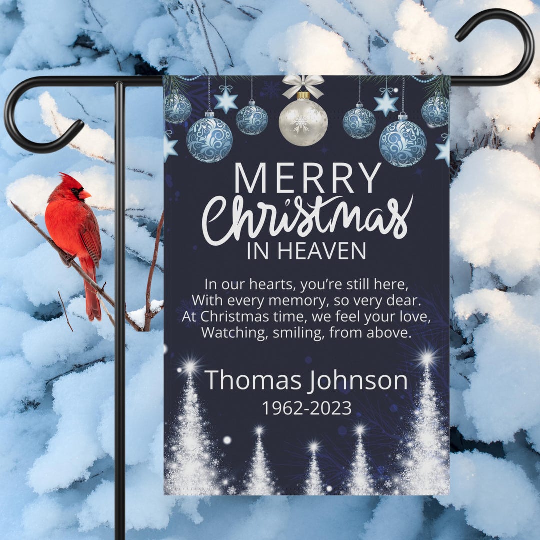 Personalized Christmas in Heaven Memorial Garden Flag, Custom Christmas ...