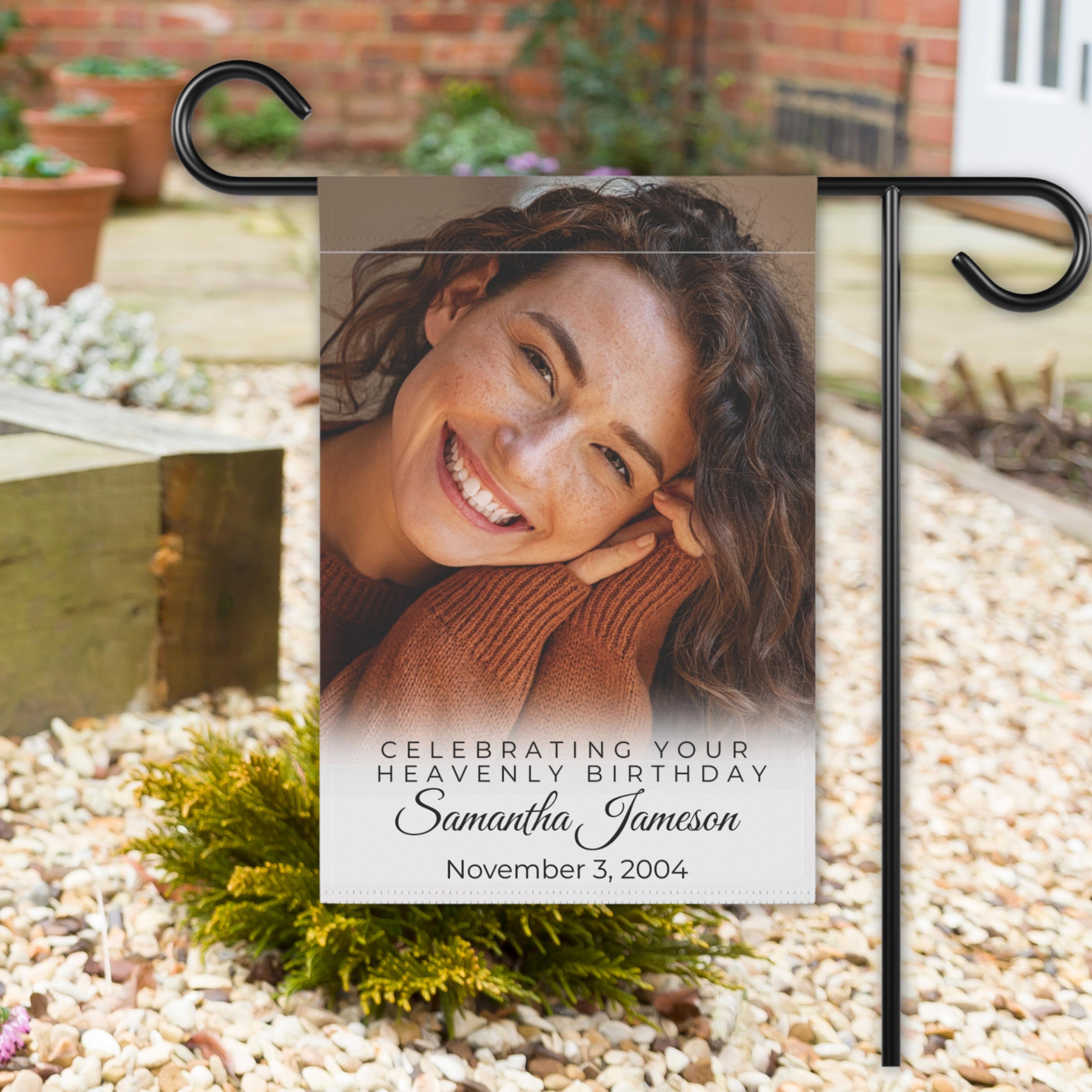 Personalized Memorial Garden Flag, Heavenly Birthday Flag, Sympathy ...