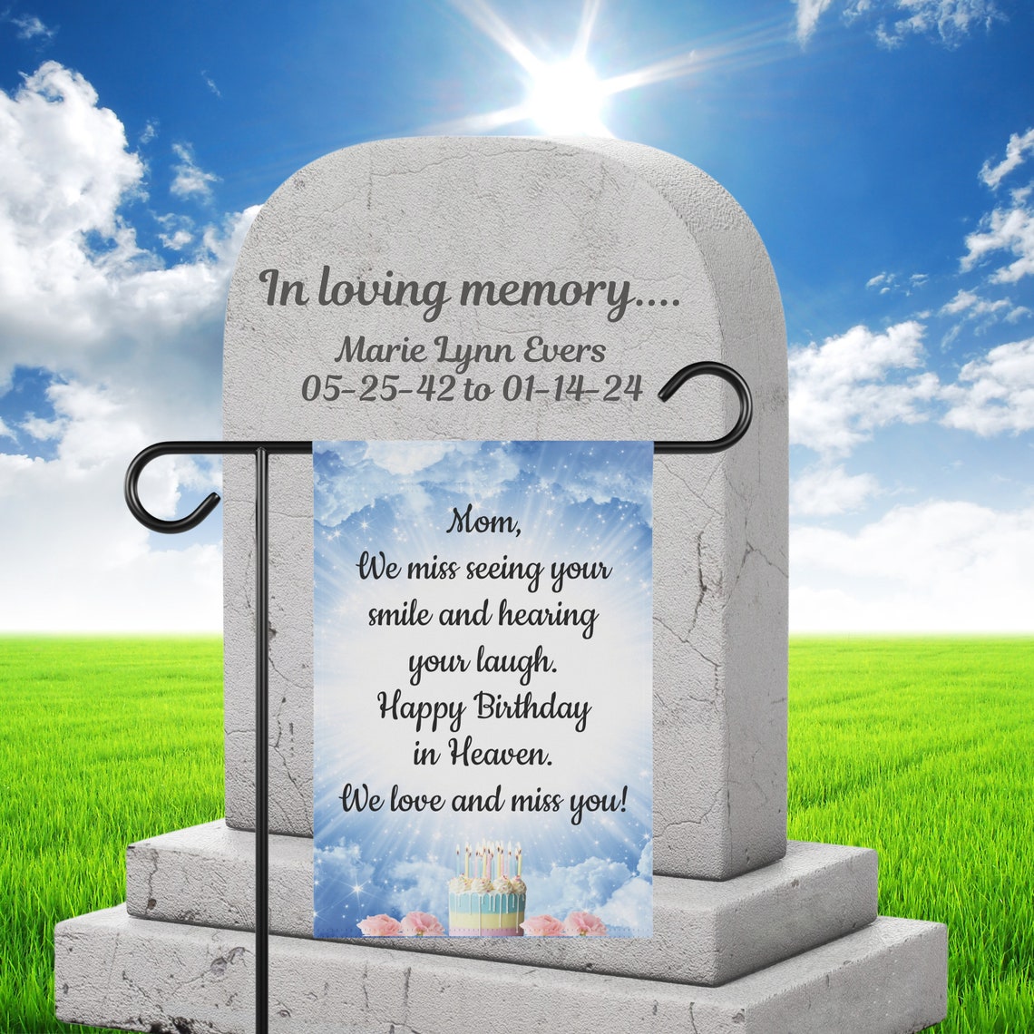 Custom Memorial Garden Flag Memorial Flag Loss of Mother Happy Birthday ...