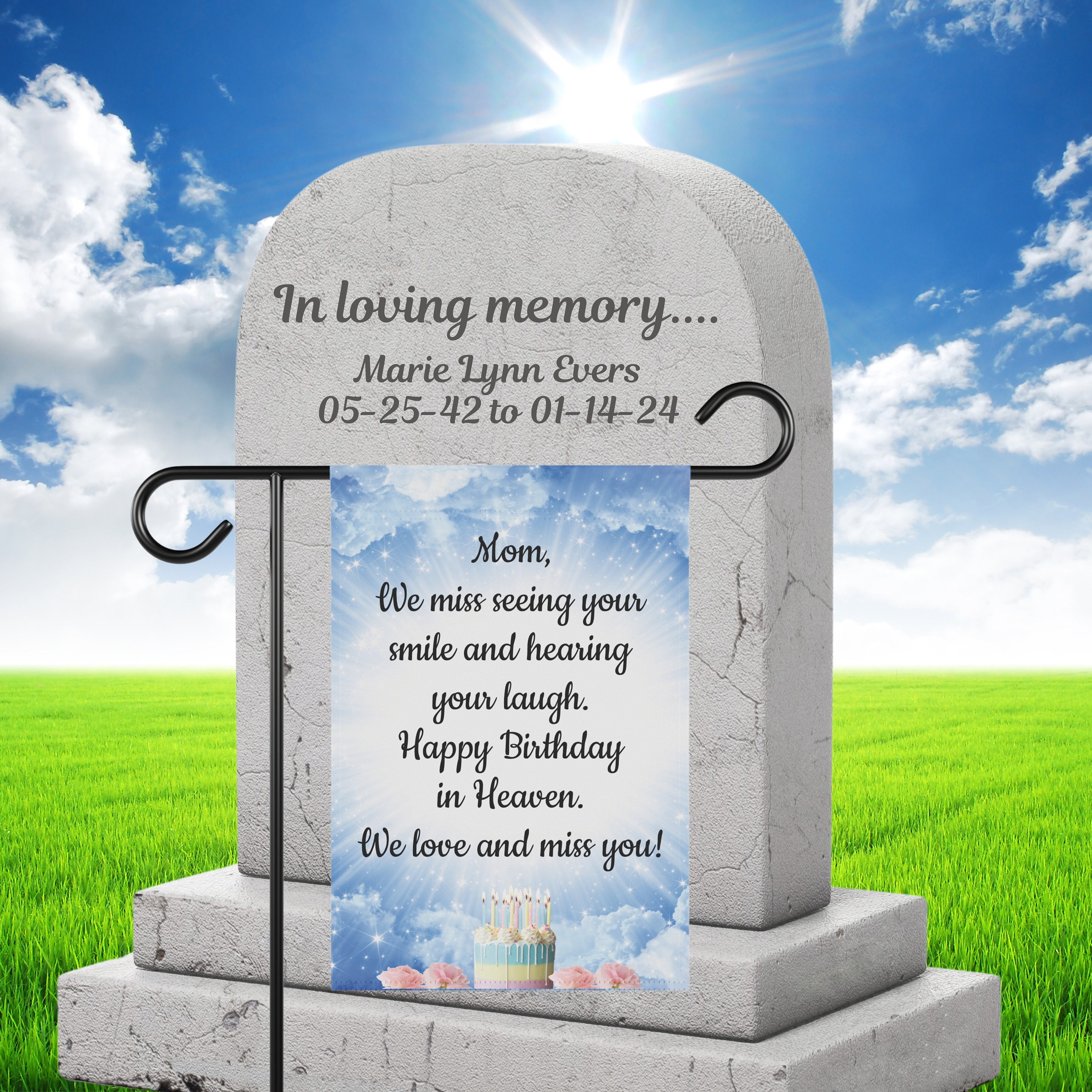Custom Memorial Garden Flag Memorial Flag Loss of Mother Happy Birthday ...