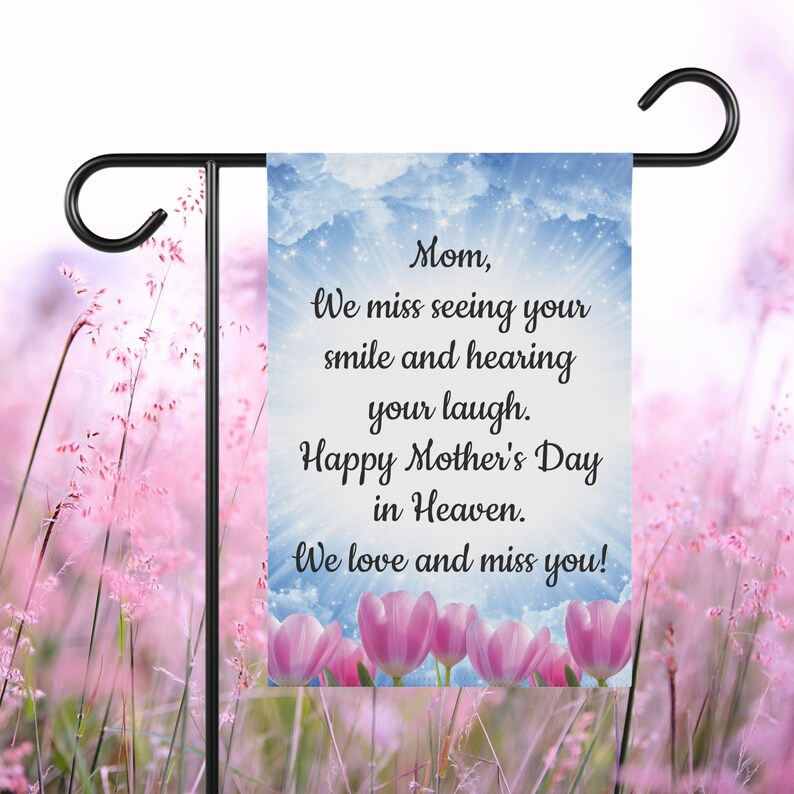 Custom Mothers Day in Heaven Memorial Garden Flag Memorial Flag Happy ...