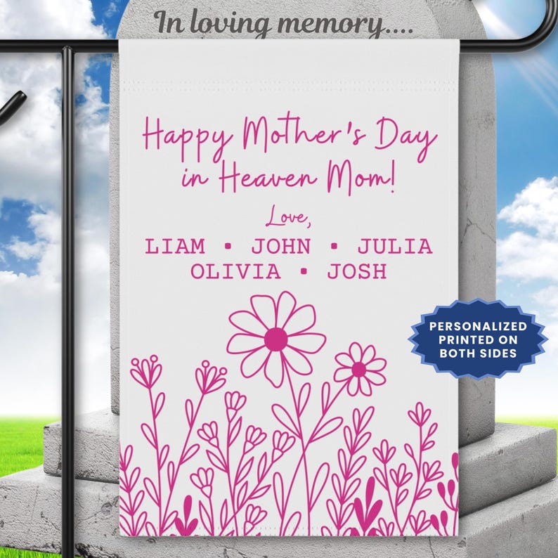 Happy Mother's Day in Heaven Mom Memorial Garden Flag, Personalized ...