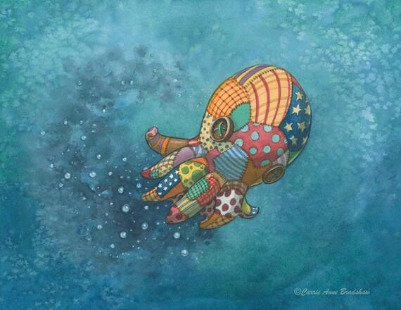 11x 15 Archival Print patchwork Octopus by | Etsy