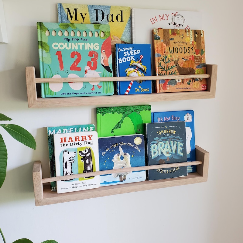 Oak Kids Wall Bookshelf - Etsy