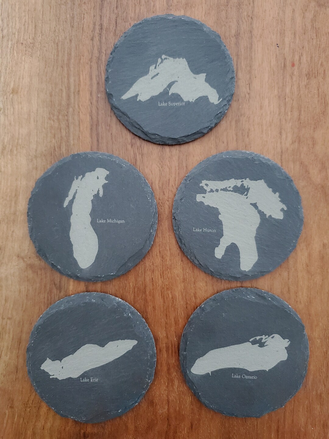 Great Lakes Gift Set- 5 Pack of Slate Great Lakes Coasters-lakes ...