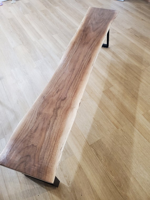 Finished Wood Slab Bench