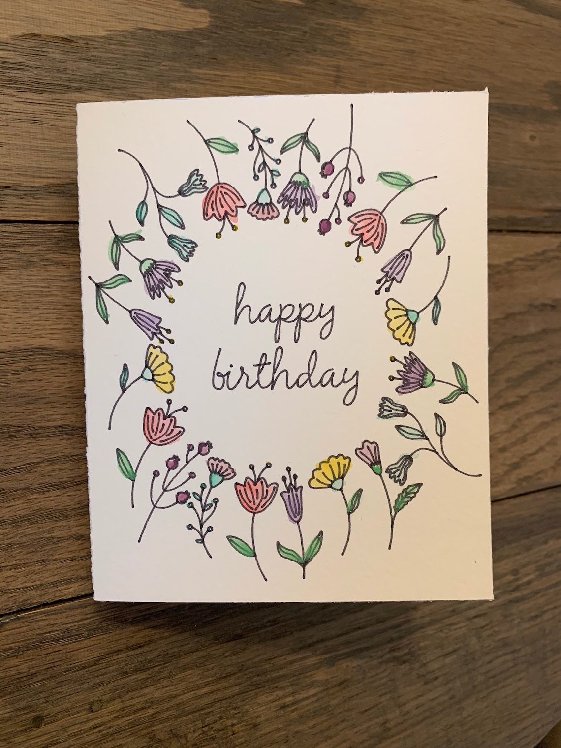 Handmade Floral Watercolor Birthday Card Happy Birthday | Etsy