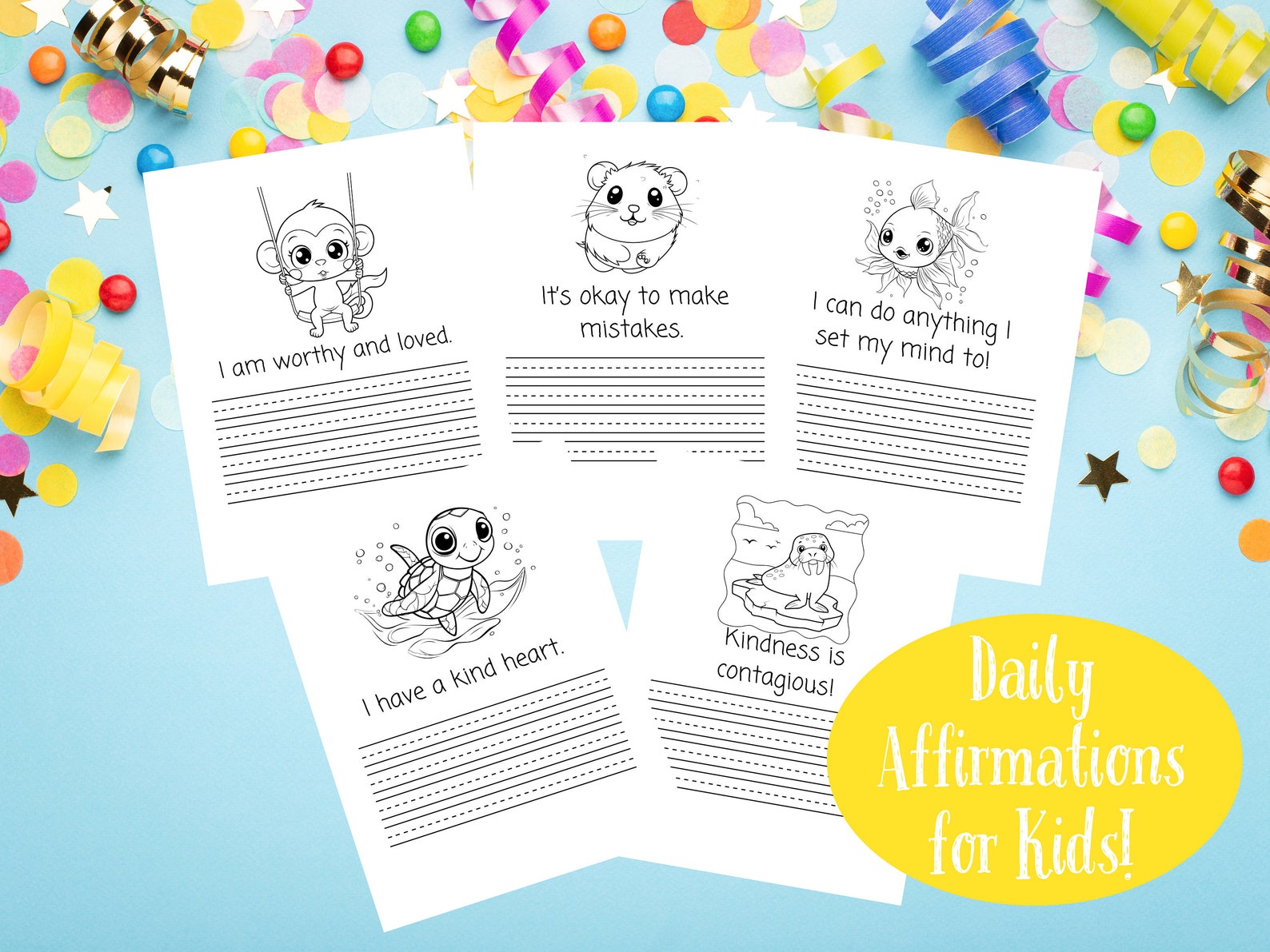 Printable Daily Affirmation Coloring Copywork Pages for Kids ...