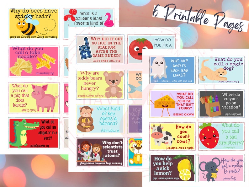 Printable Lunch Box Notes for Kids, Lunchbox Jokes, Lunchbox Cards ...