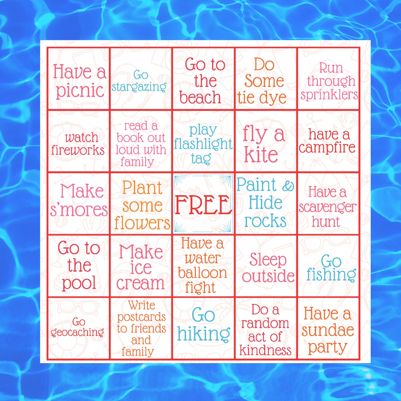Editable Summer Bucket List • Summer Bingo Card • Summer Bucket List ...