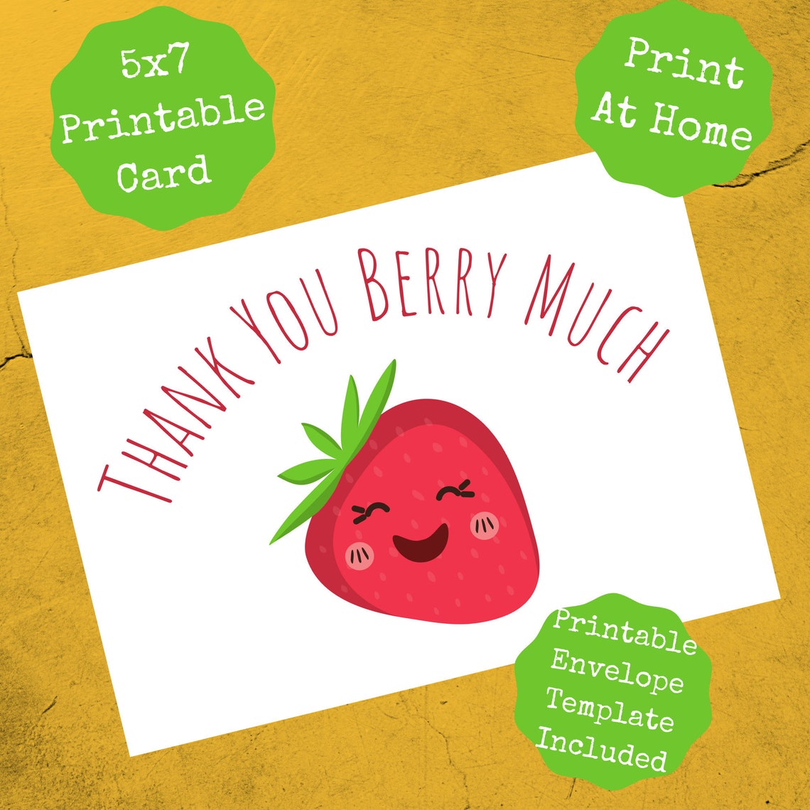 Printable Thank You Card, Thank You Note, Printable Envelope, Funny ...