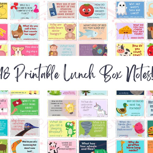 Joke Lunch Box Notes for Kids Lunchbox Notes Lunchbox Note - Etsy