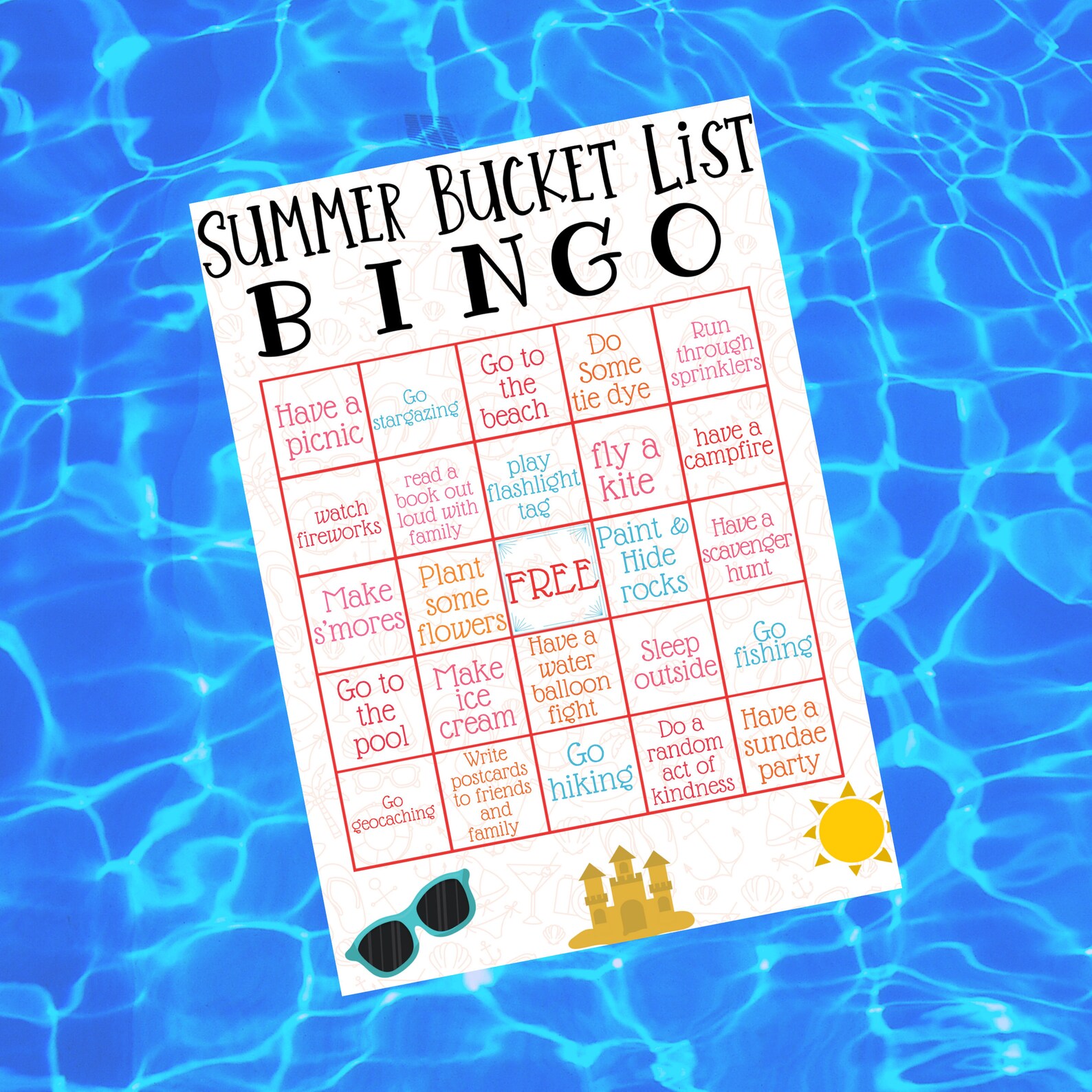 Editable Summer Bucket List Summer Bingo Card Summer - Etsy.de