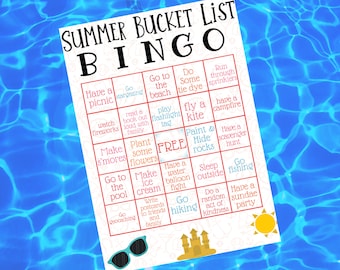 Summer Bucket List Bingo - Etsy