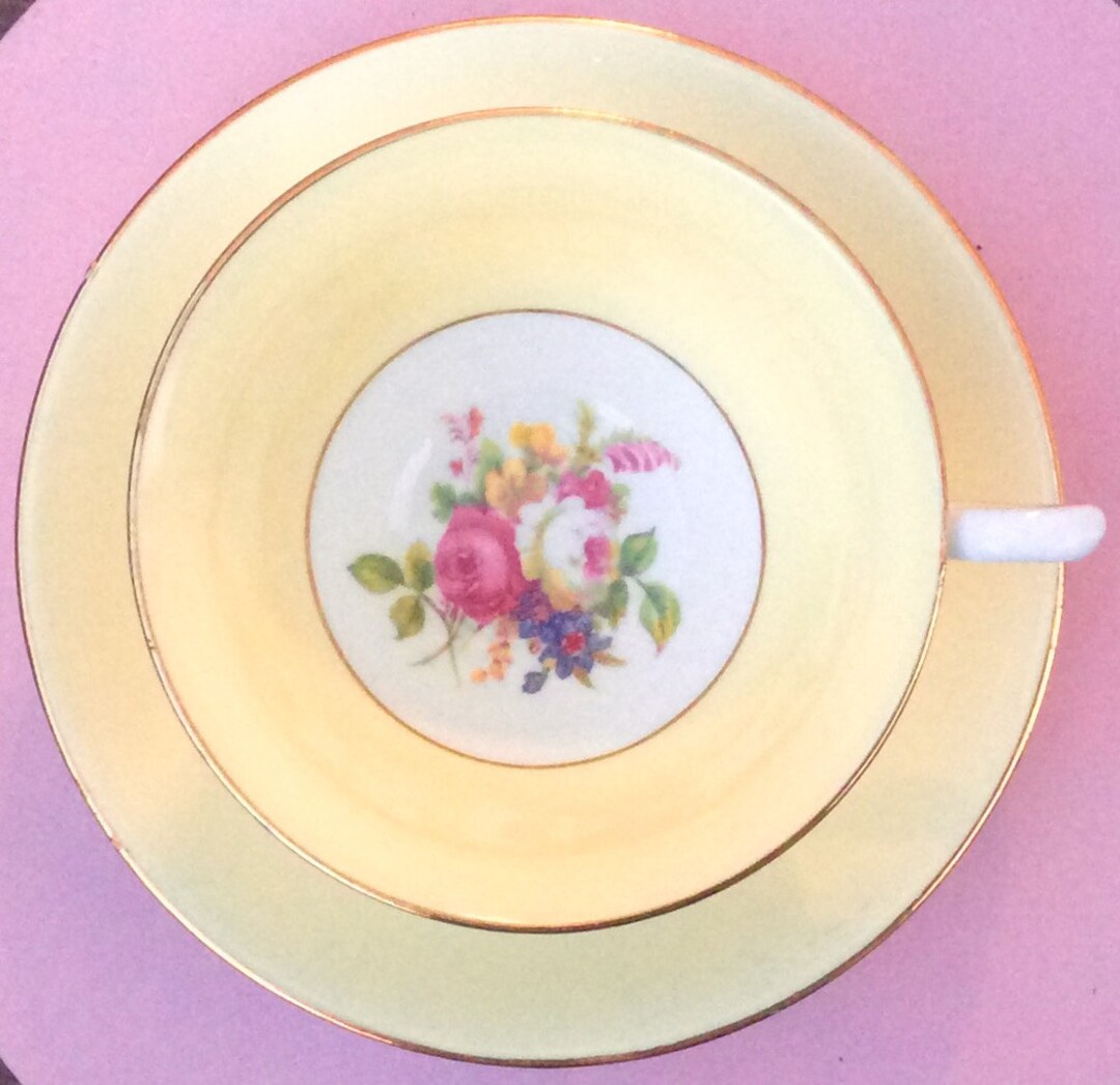 Pretty in Pink-and Yellow Taylor and Kent Longton Teacup and Saucer - Etsy