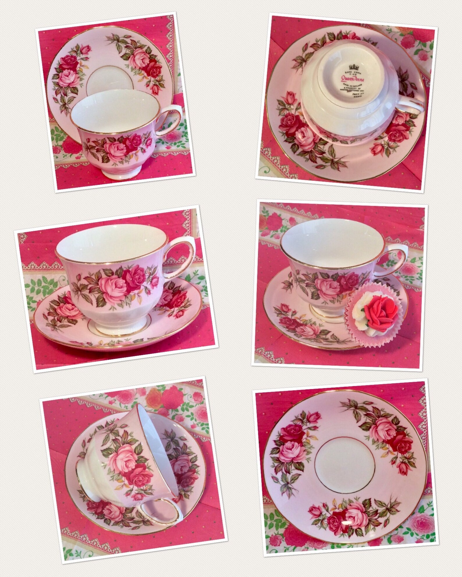 Pretty in Pink-queen Anne Teacup and Saucer - Etsy