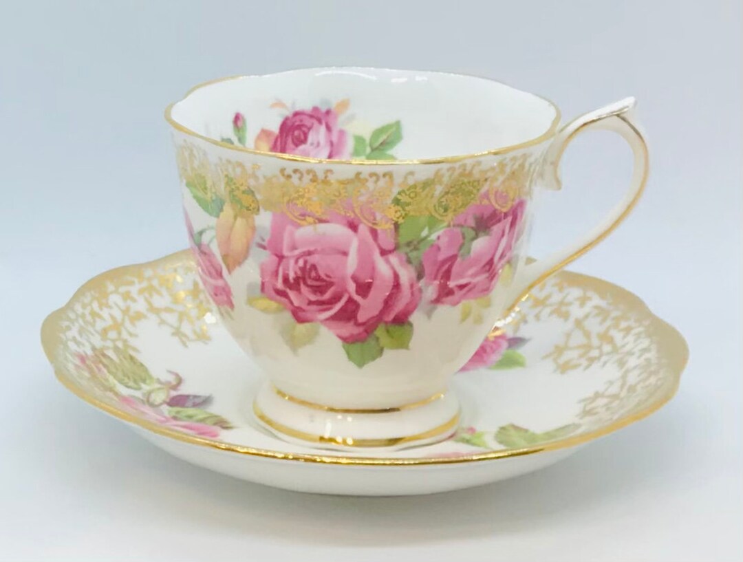 Pretty in Pink-royal Albert Pink Roses and Gold Teacup and - Etsy