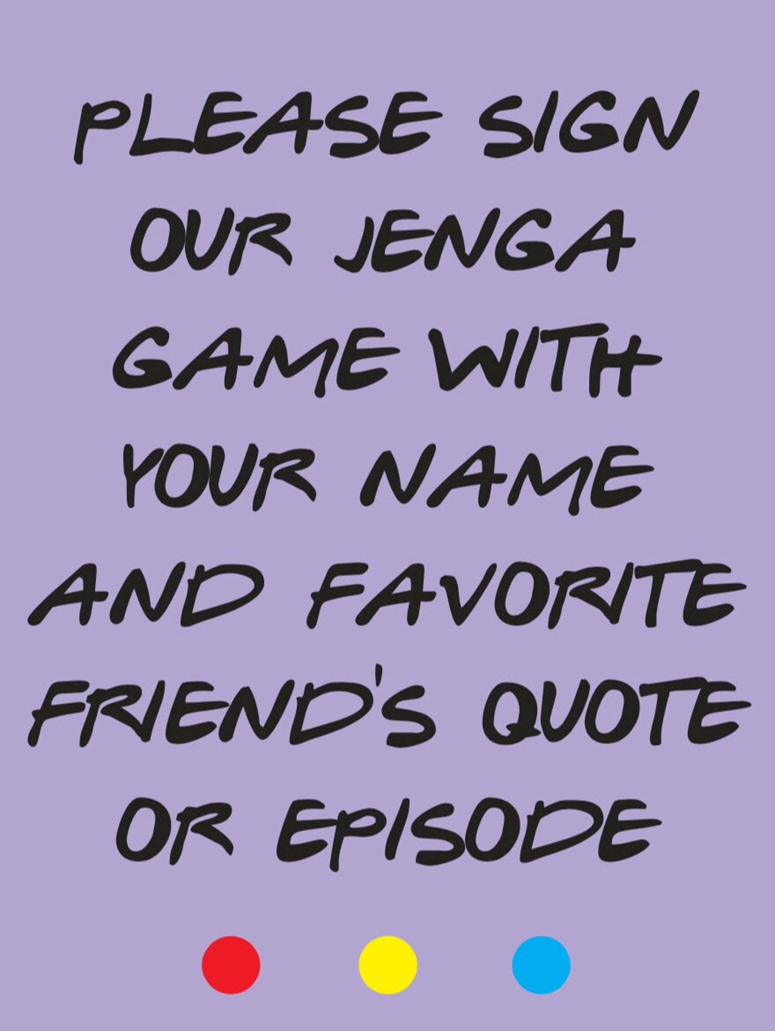 Friends Themed Jenga Guest Book Sign - Etsy