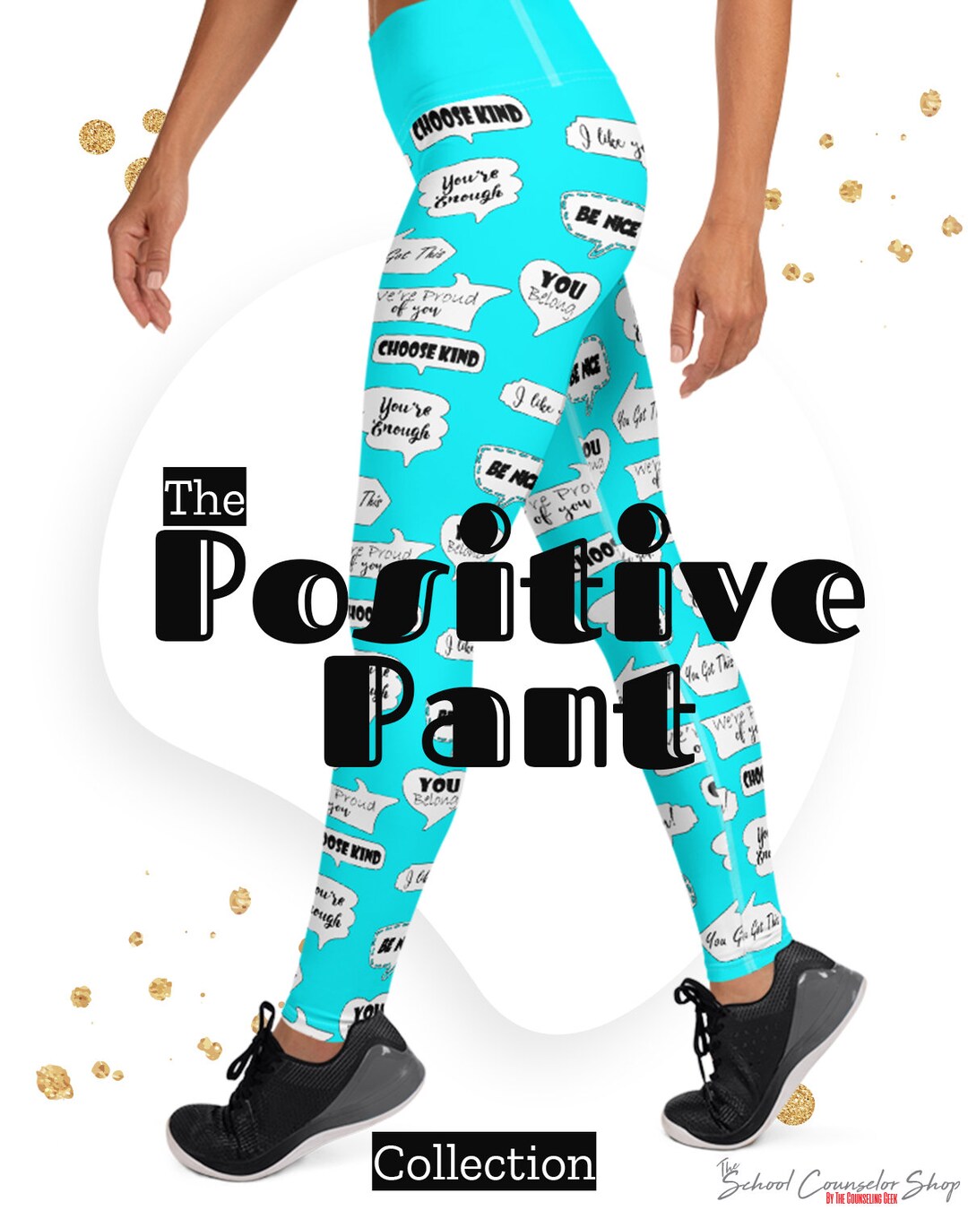School counselor yoga pants, positive pant educator, blue yoga pants ...