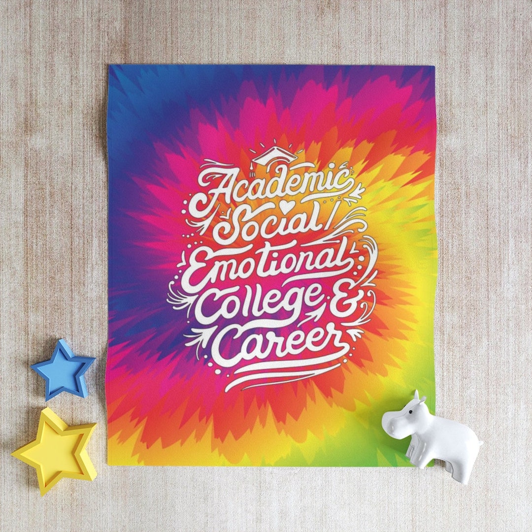 School Counselor 3 Domains Tie Dye Rainbow Fleece Throw Blanket Pride ...