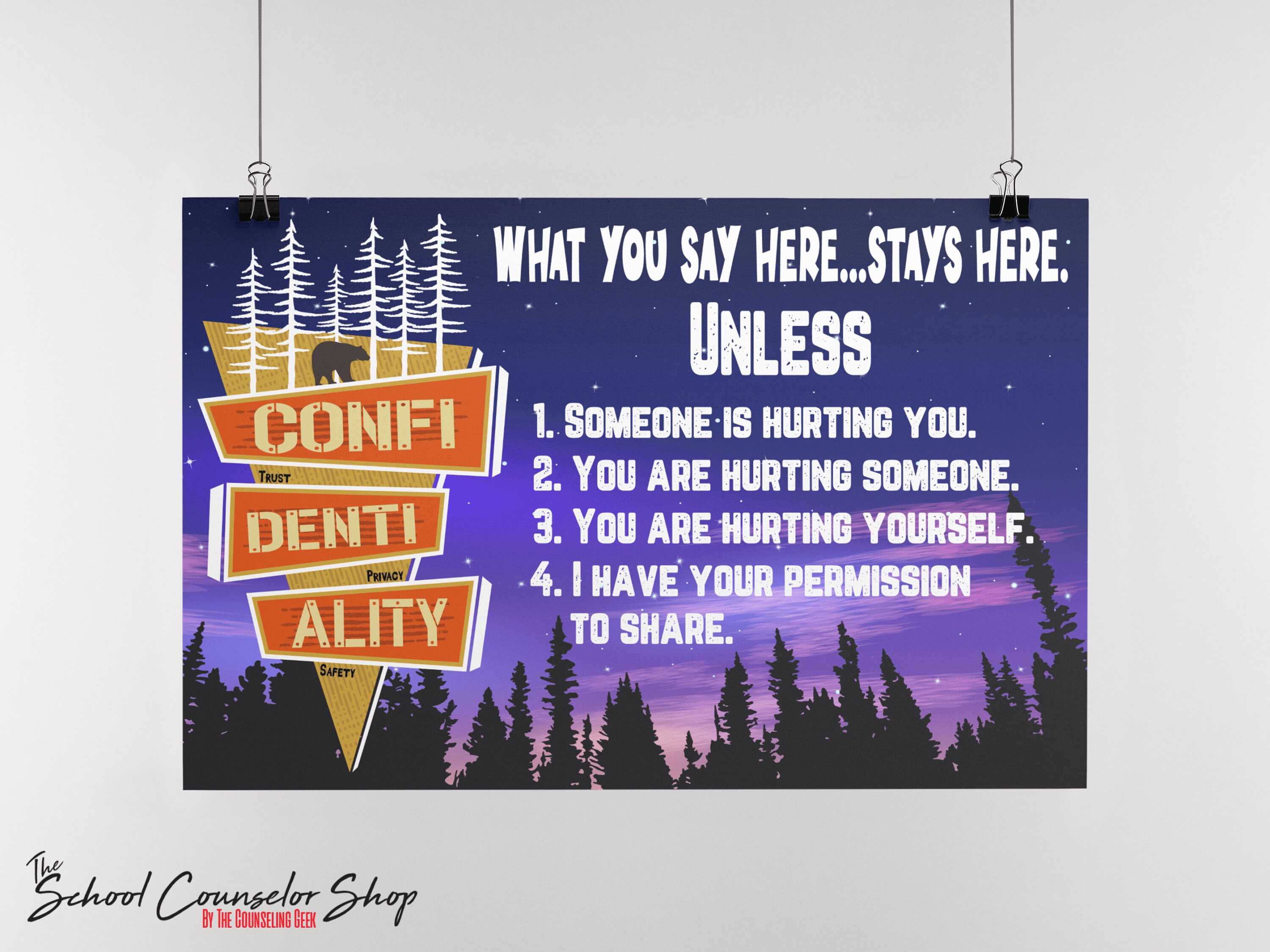 CONFIDENTIALITY OFFICE POSTER Matte Poster School Counselor - Etsy UK