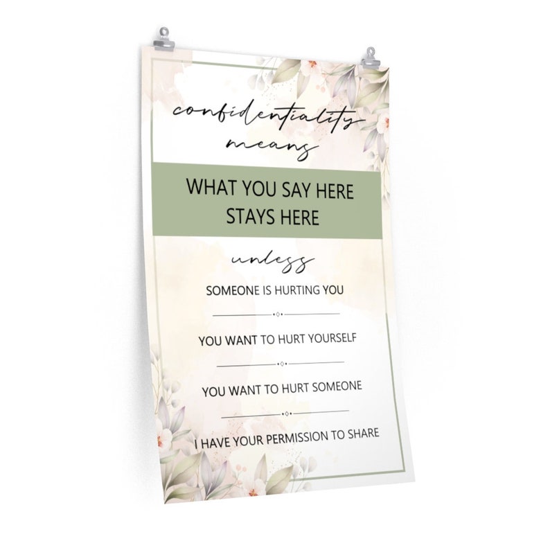 CONFIDENTIALITY OFFICE POSTER Matte Poster School Counselor - Etsy