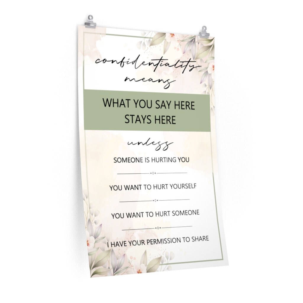 CONFIDENTIALITY OFFICE POSTER Matte Poster School Counselor - Etsy