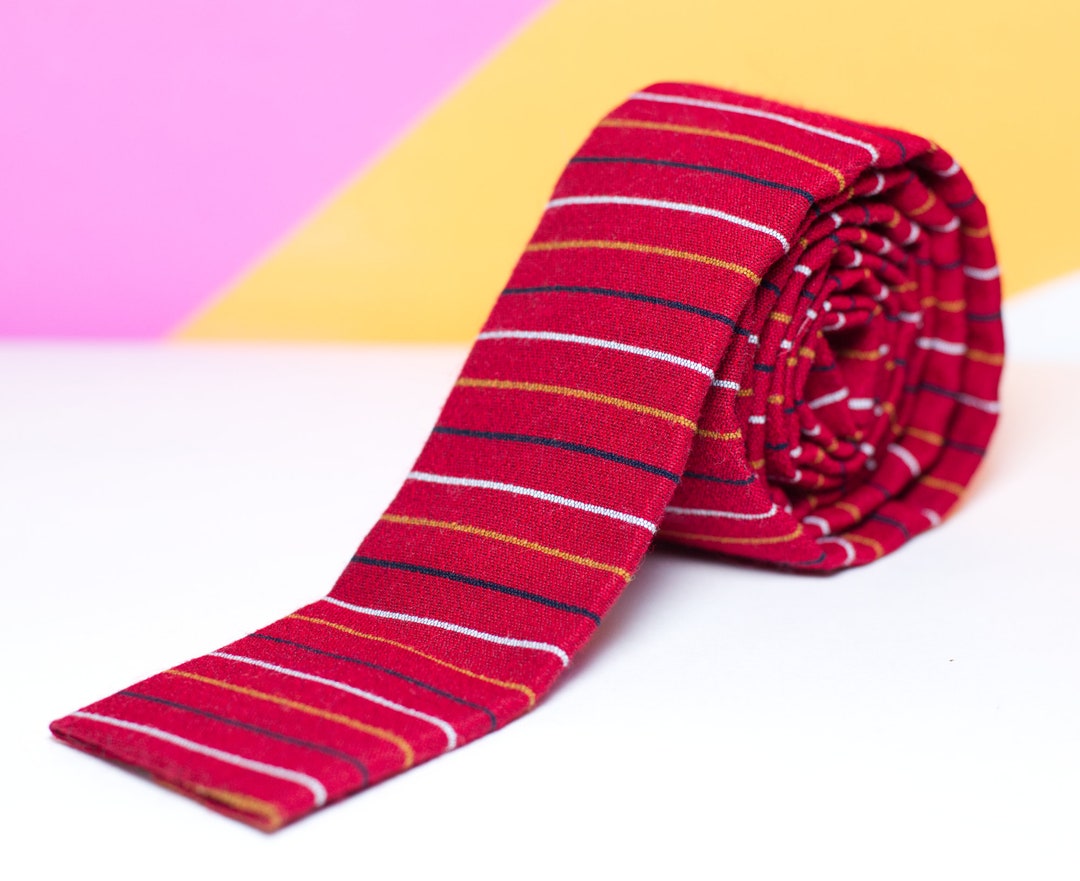 Vintage 50s/60s Red Wool Skinny Flat Necktie - Etsy