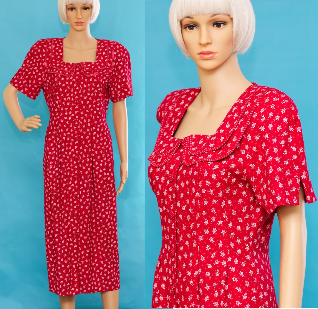 Vintage 1980s Red Dress | Medium | 8 - Etsy