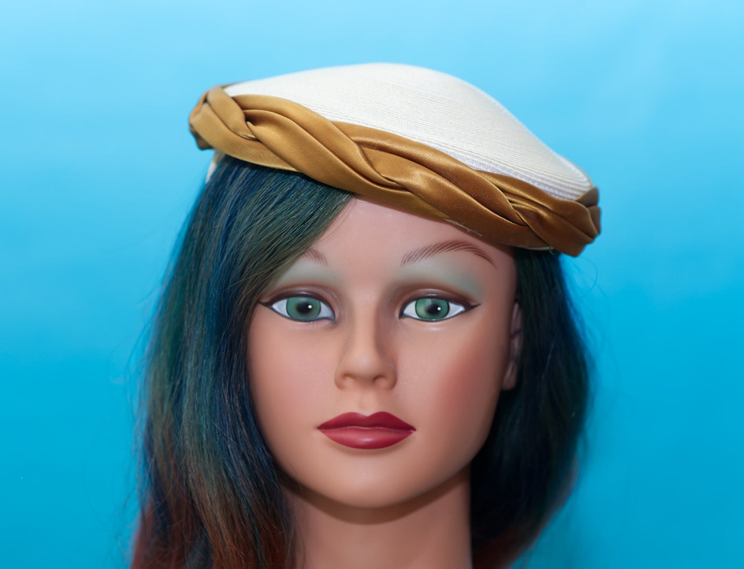 Vintage 1950s Cream and Brown Calot Hat Tilt Cap - Etsy