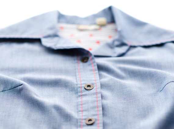 Vintage 1970s Blue Shirt by Russ Togs | Small / Mediu… - Gem