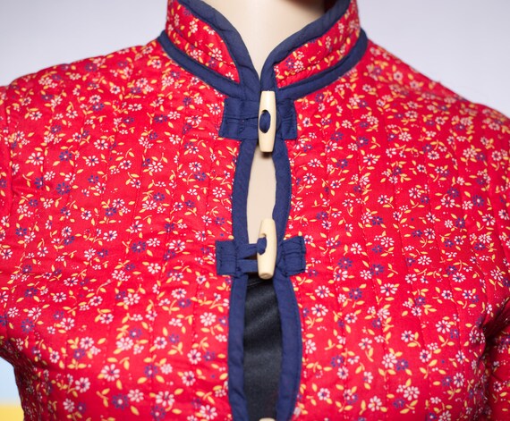 Vintage 1970s Red Quilted Toggle Button Jacket | XS |… - Gem