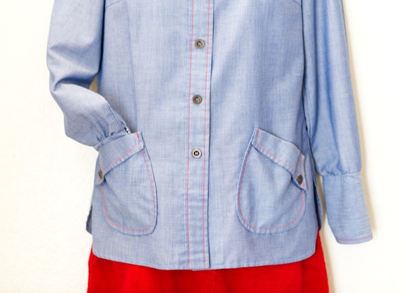 Vintage 1970s Blue Shirt by Russ Togs | Small / Mediu… - Gem