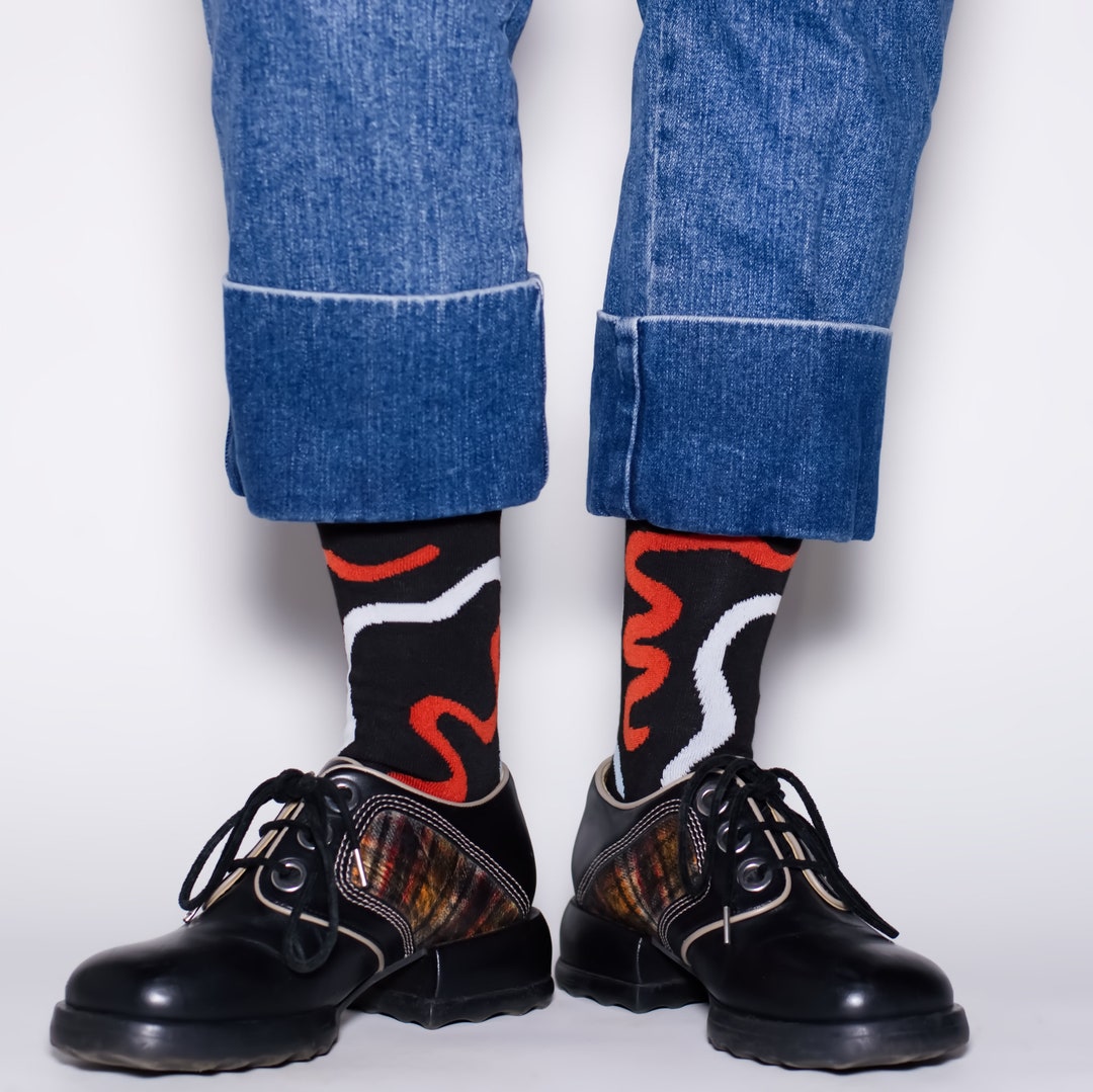 Abstract Black Squiggle Socks Women - Etsy