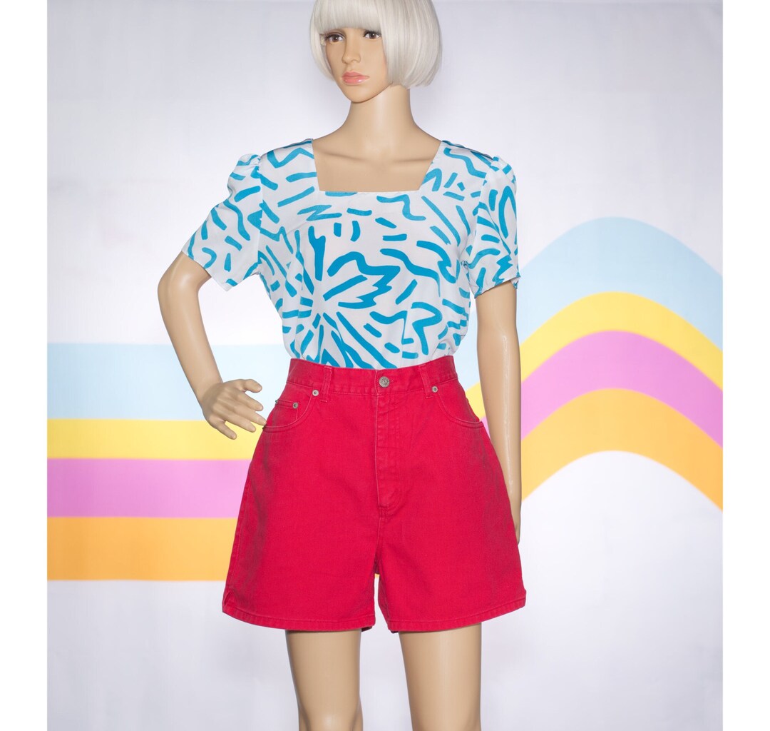 Vintage 1990s Red Denim Generra Shorts Medium/large I-13 - Etsy