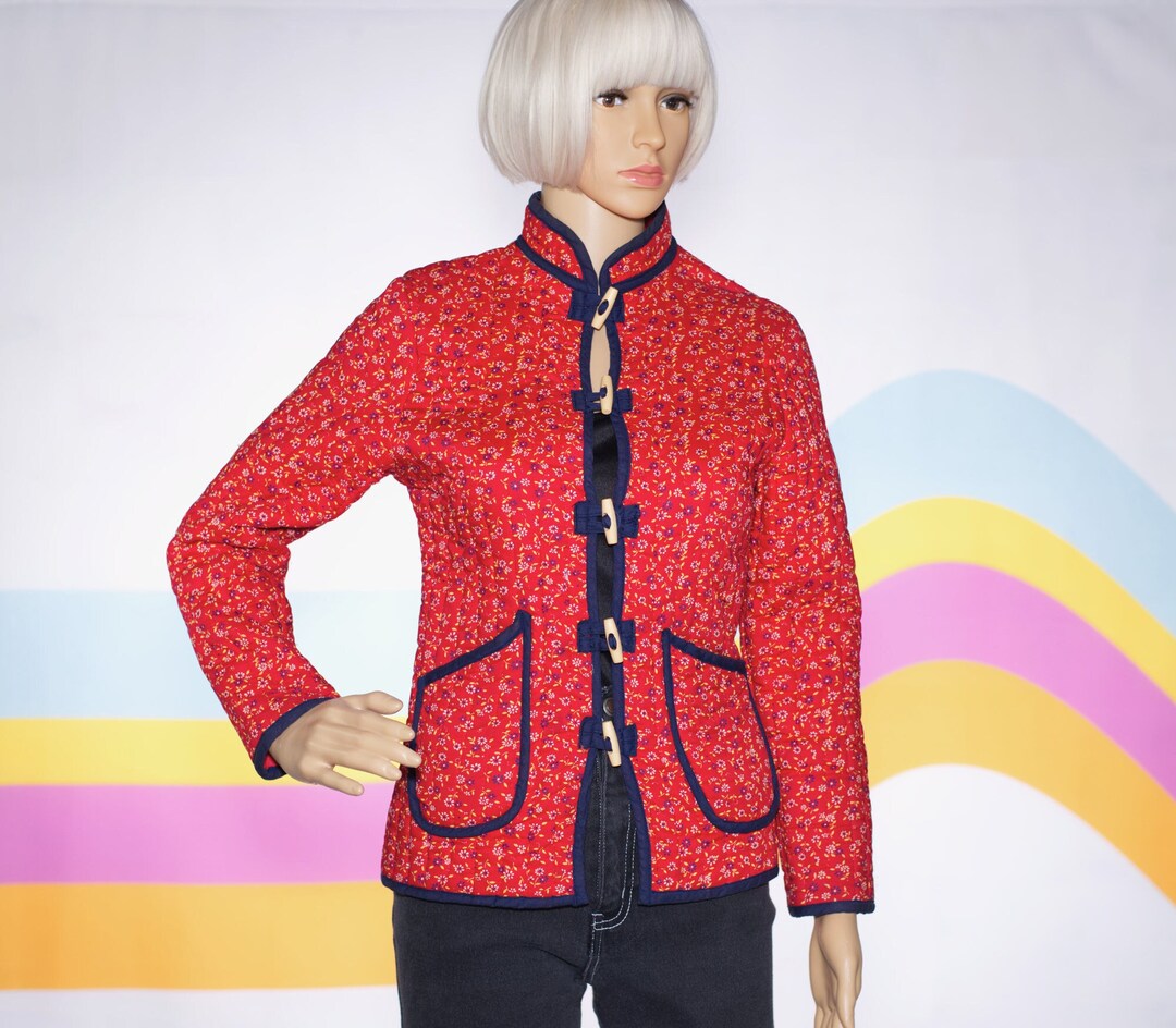 Vintage 1970s Red Quilted Toggle Button Jacket | XS | 11 - Etsy
