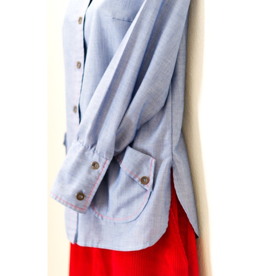 Vintage 1970s Blue Shirt by Russ Togs | Small / Mediu… - Gem