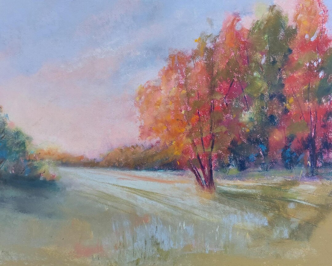 Fall Sunset Painting: Landscape Painting, 8 by 10 Inches, Original ...