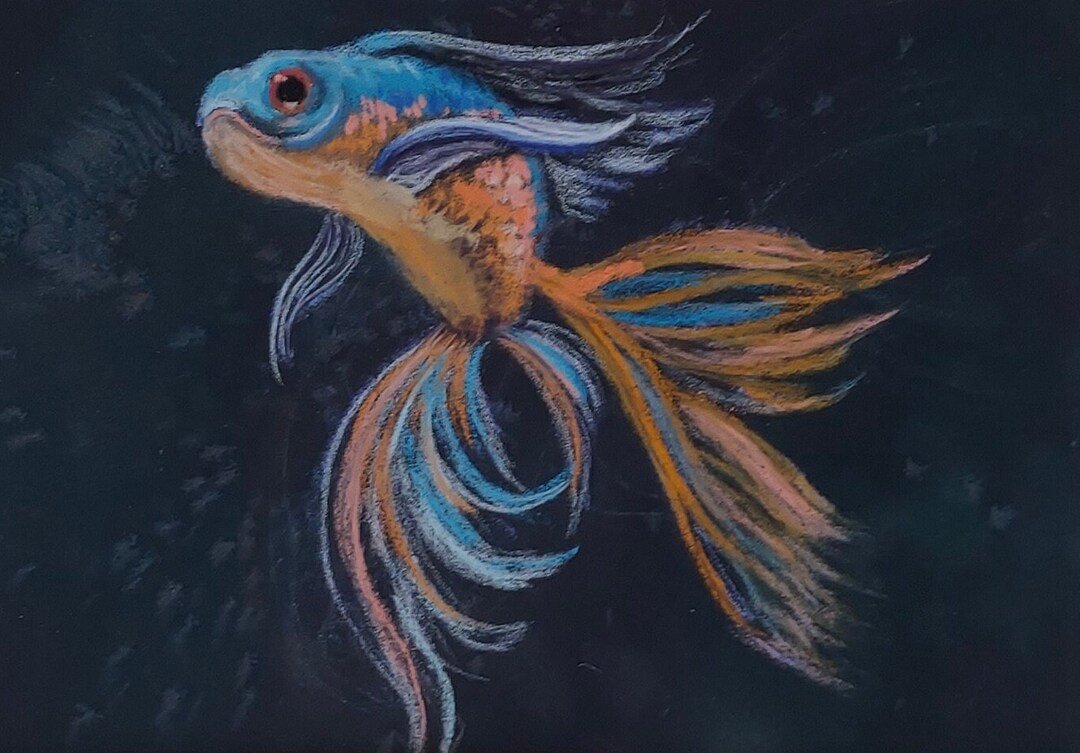 Original Fish Painting, Just Chilling Shows a Goldfish Swimming in the ...