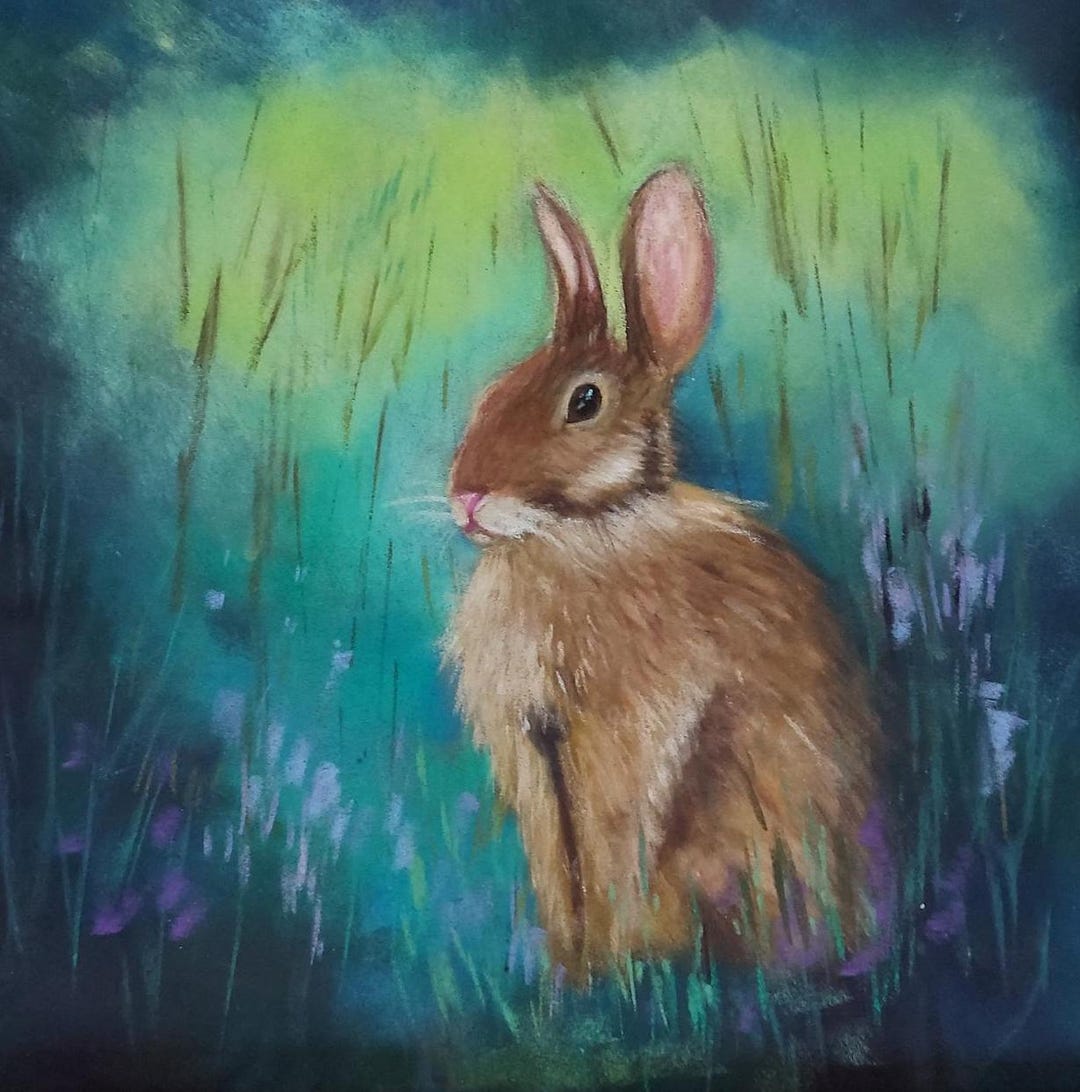 Rabbit Painting, Rabbit Sneaking About is an Original, Pastel Painting ...