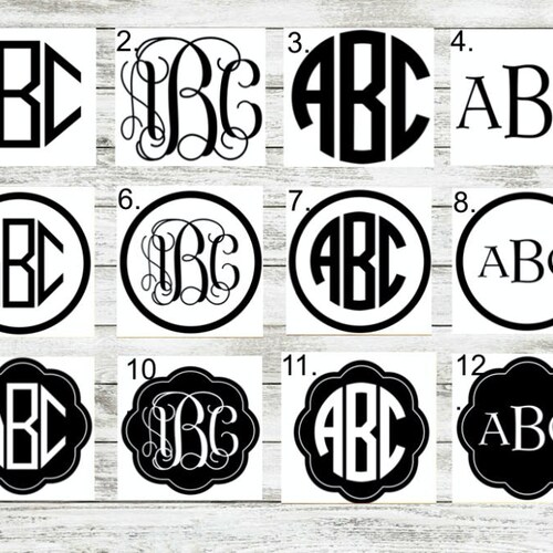 Vinyl Monogram Decal Monogram Sticker Car Decal Monogram | Etsy
