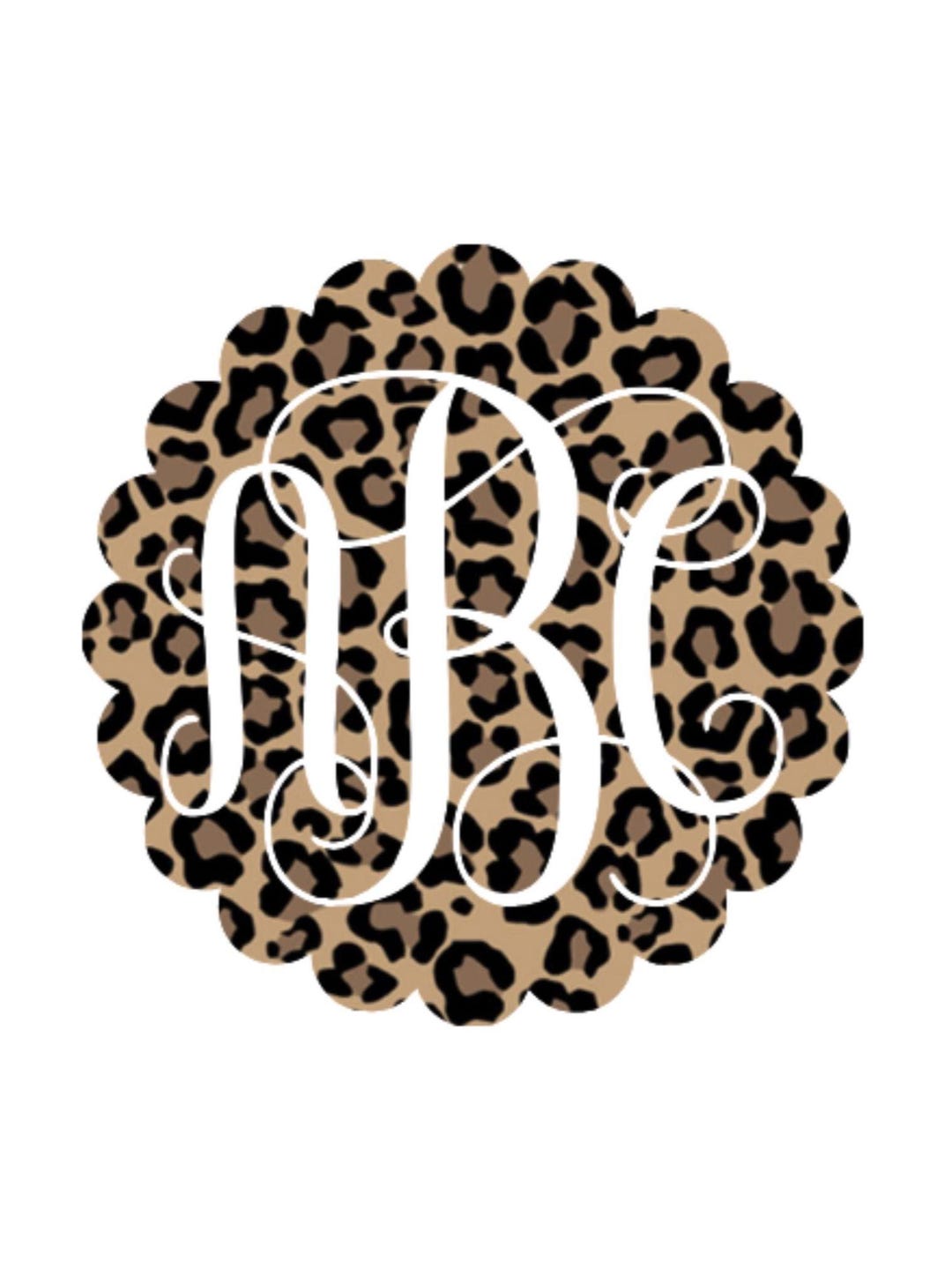 Leopard Print Monogram Decal, Personalized Vinyl Sticker - Etsy