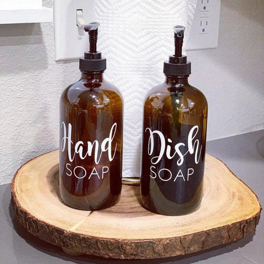 Farmhouse Soap Dispenser Labels, Vinyl Hand & Dish Soap Decals (set of ...