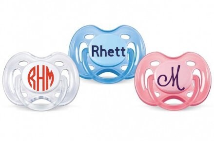 Pacifier Monogram Decals // Set of 5 // Pacifier Labels // | Etsy