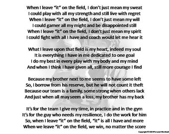 Football Team Poem Digital Print Footbal Pregame Prayer | Etsy