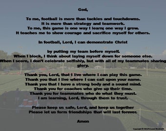 Christian Pre-Game Football Prayer Print Digital Download | Etsy
