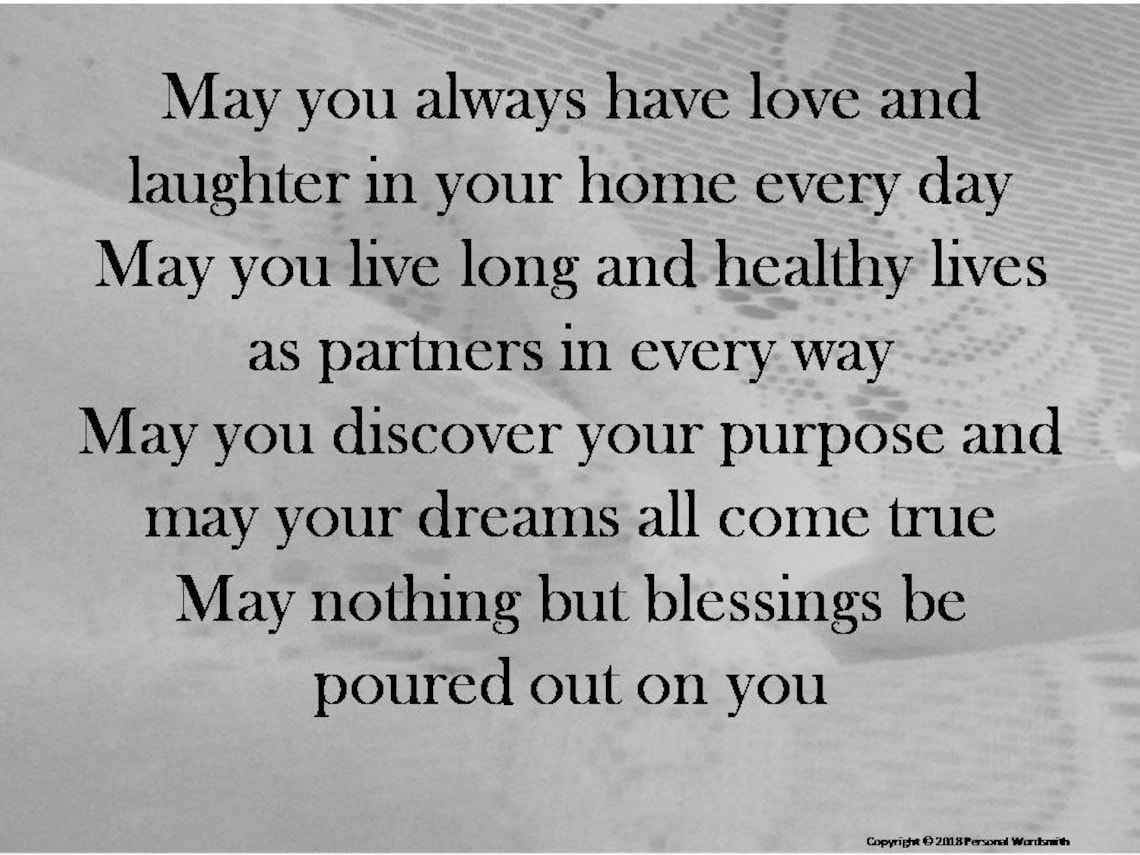 Wedding Blessing Print, Marriage Toast Download, Prayer for Bride and ...